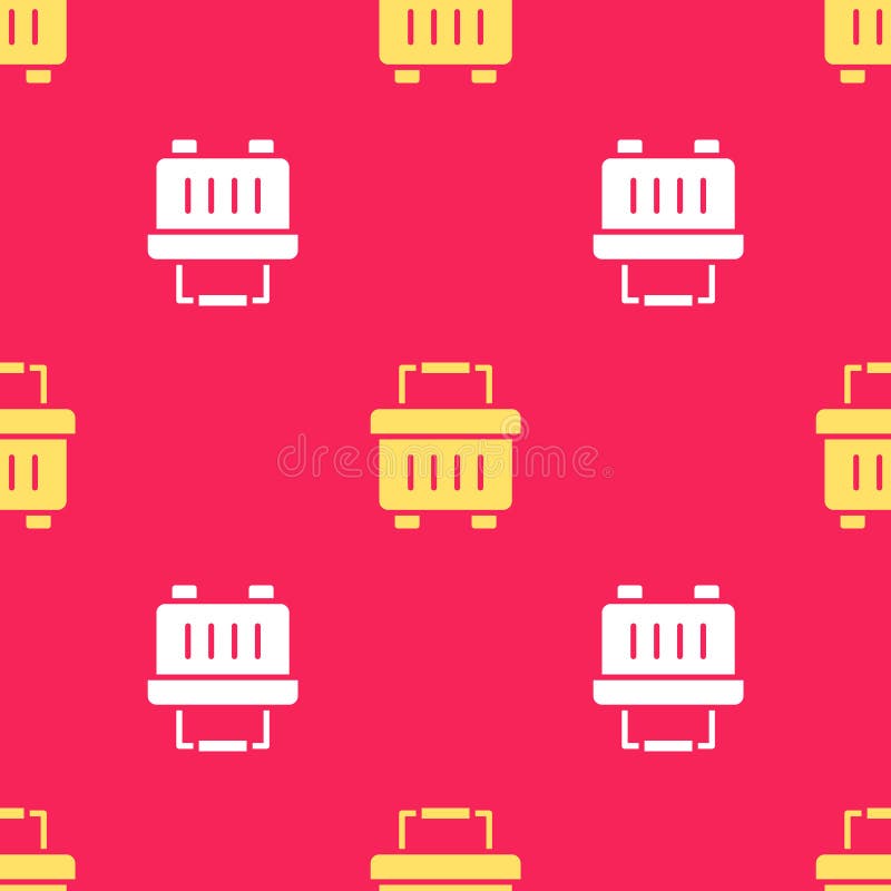 Yellow Toolbox Icon Isolated Seamless Pattern on Red Background. Tool ...