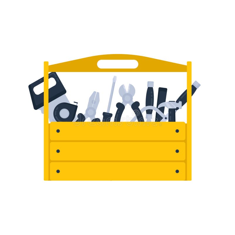 Yellow Toolbox with Instruments and Hand Tools Inside Stock Vector ...