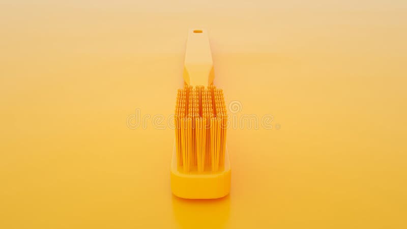 Yellow Toothbrush Isolated on Yellow Background. Minimalism Concept. 3d ...