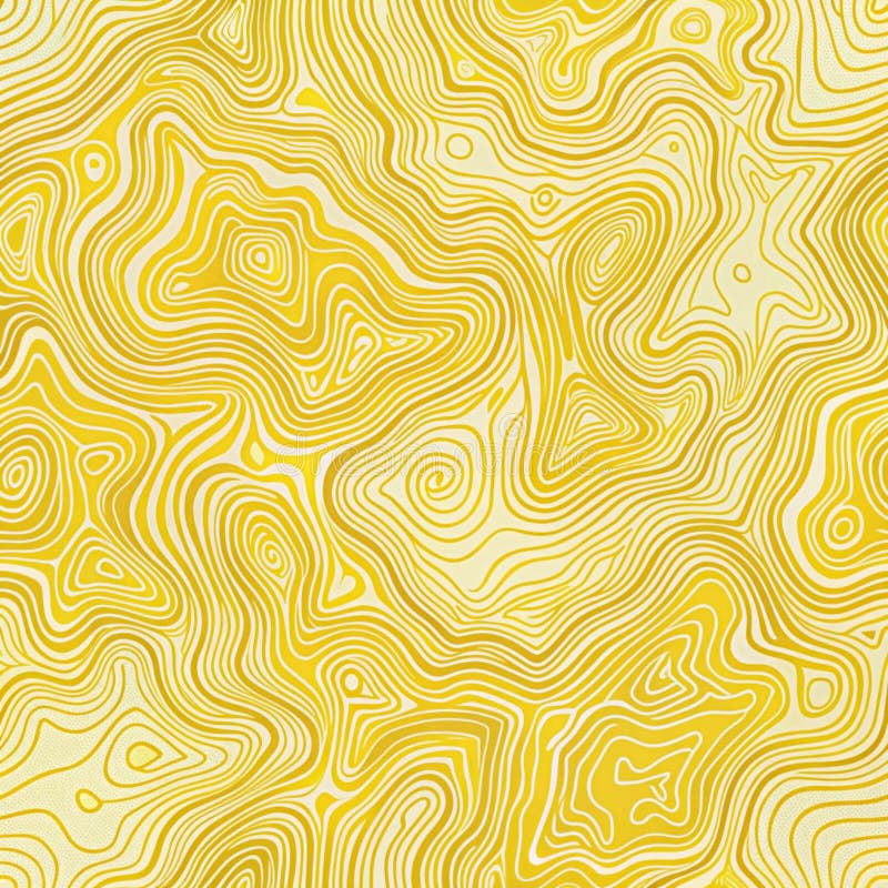 Yellow Topographic Contour Lines Seamless Map Pattern for Geometric and ...