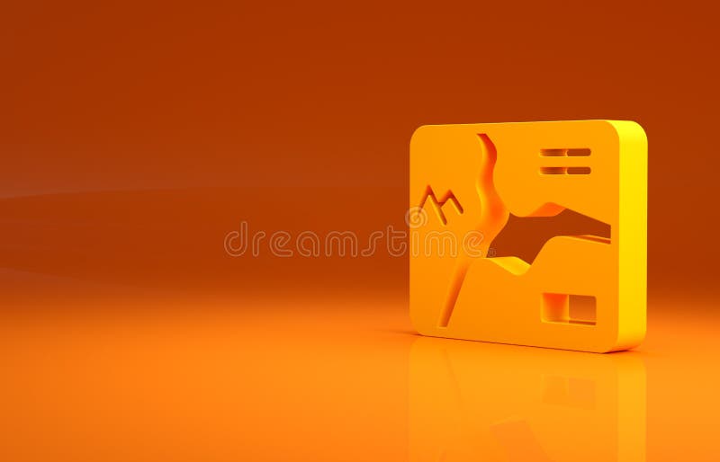 Yellow Topographic Map with Route and Coordinates Icon Isolated on ...