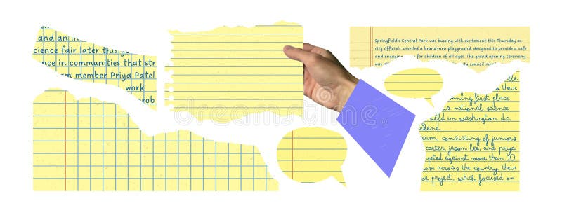 Yellow Torn Notebook Paper Collage Stock Illustrations – 166 Yellow ...