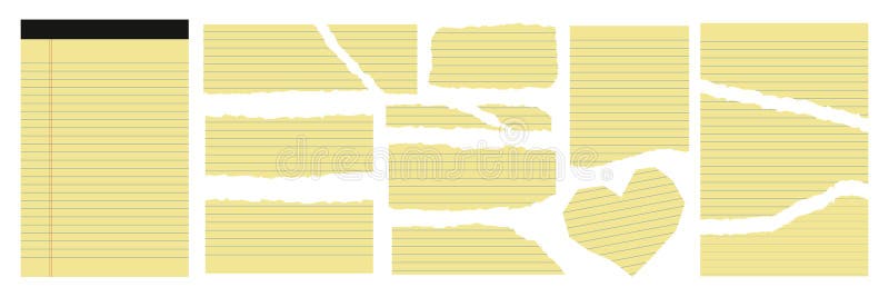 Yellow Torn Paper. Legal Yellow Paper Scraps Stock Illustration ...
