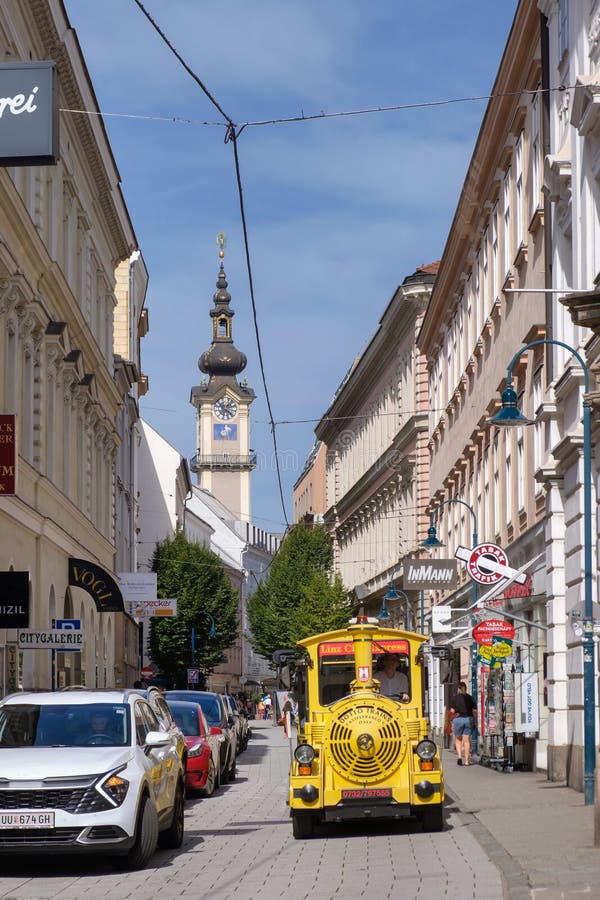 The Yellow Touristic Train in the Town Center Editorial Stock Photo ...