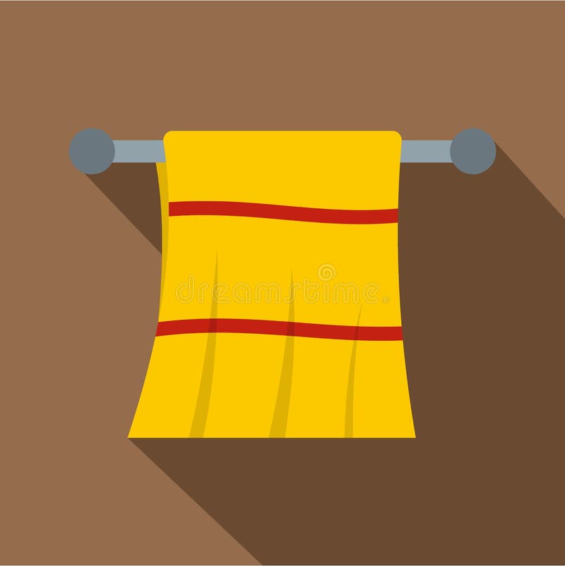Yellow Towel Hanging on Hanger Icon, Flat Style Stock Vector ...