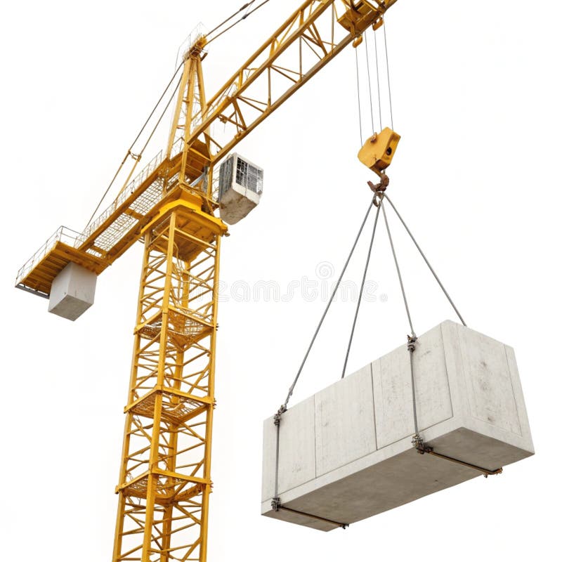 Yellow tower crane stock illustration. Illustration of heavy - 357585300
