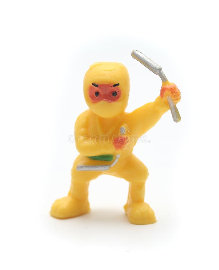 Yellow toy ninja stock photo. Image of shinobi, isolated - 9468958