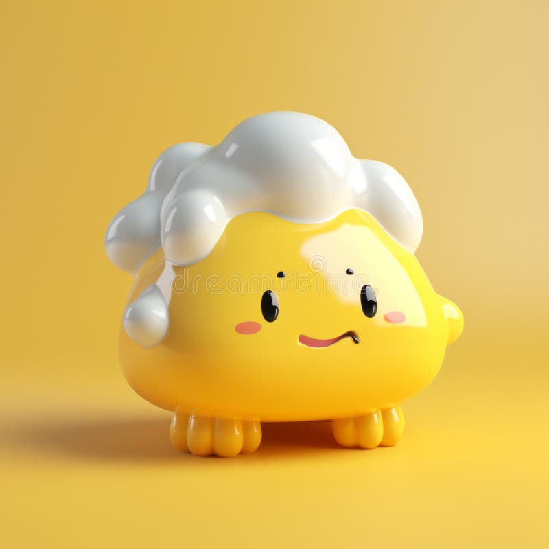 A Yellow Toy with a White Cloud on Its Head Stock Illustration ...