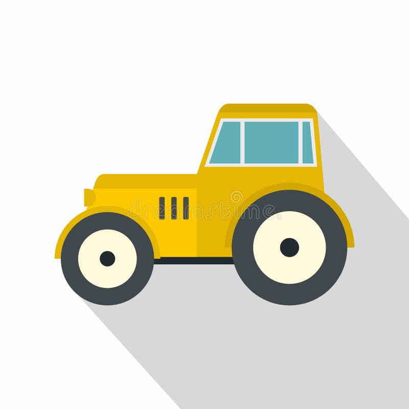 Yellow Tractor Icon, Flat Style Stock Vector - Illustration of metal ...