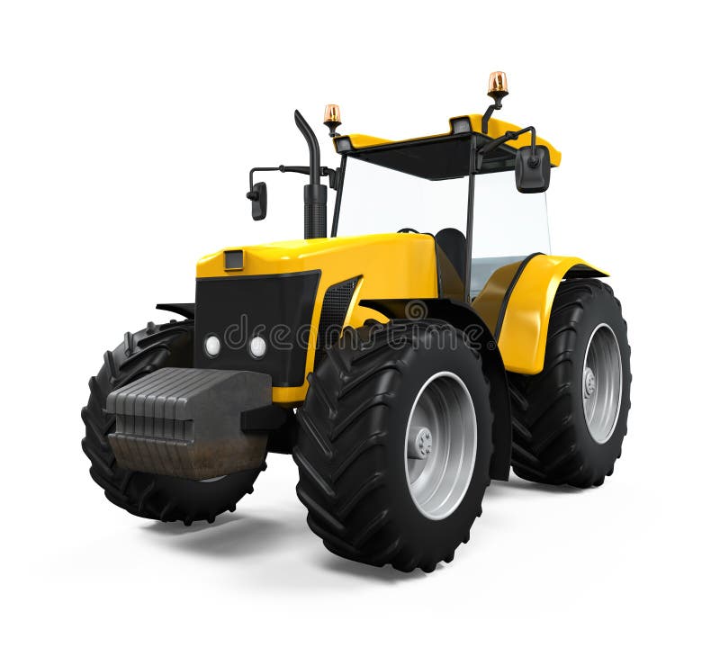Yellow Tractor Isolated stock illustration. Illustration of industrial ...
