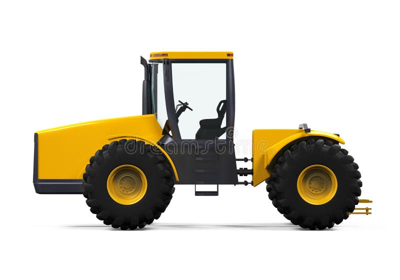 Yellow Tractor Isolated stock illustration. Illustration of heavy ...