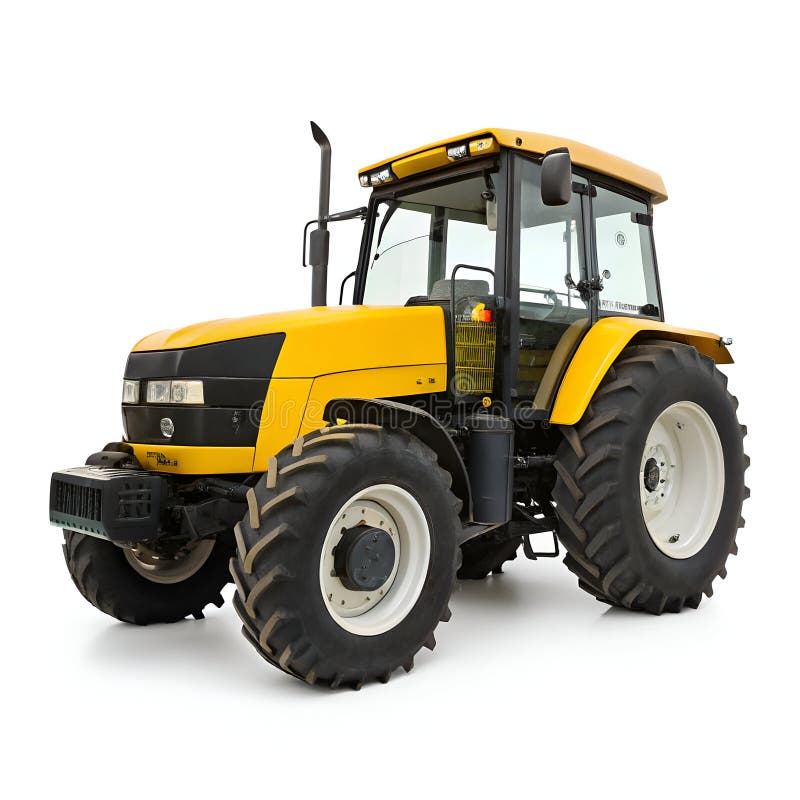 Yellow Tractor Isolated on a White Background Stock Illustration ...
