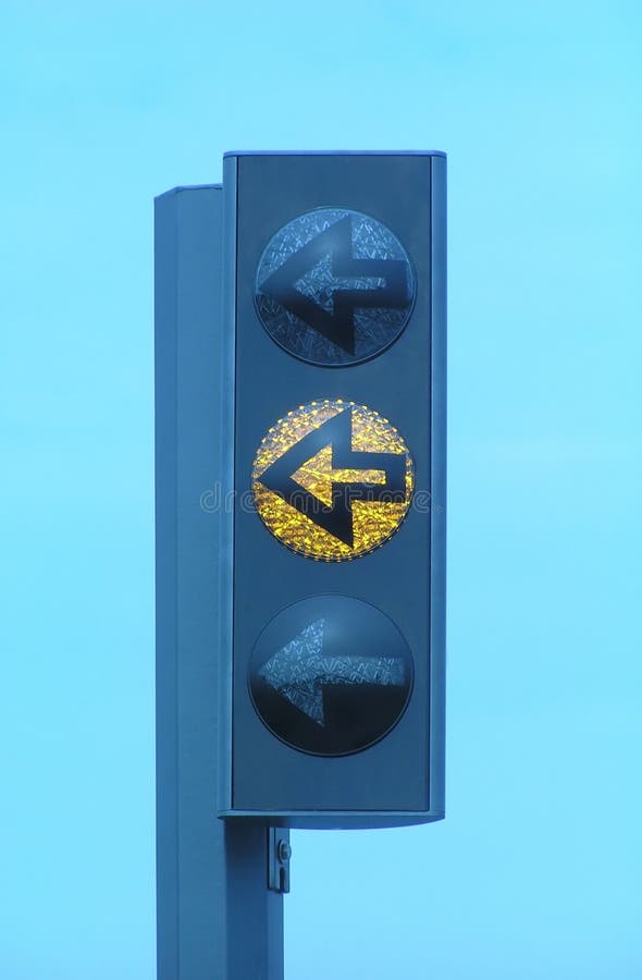 Yellow traffic light stock image. Image of transport, arrow - 214715