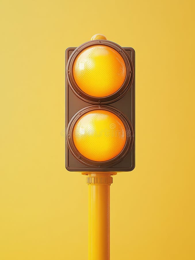 Yellow Traffic Light Against a Yellow Background. Stock Photo - Image ...