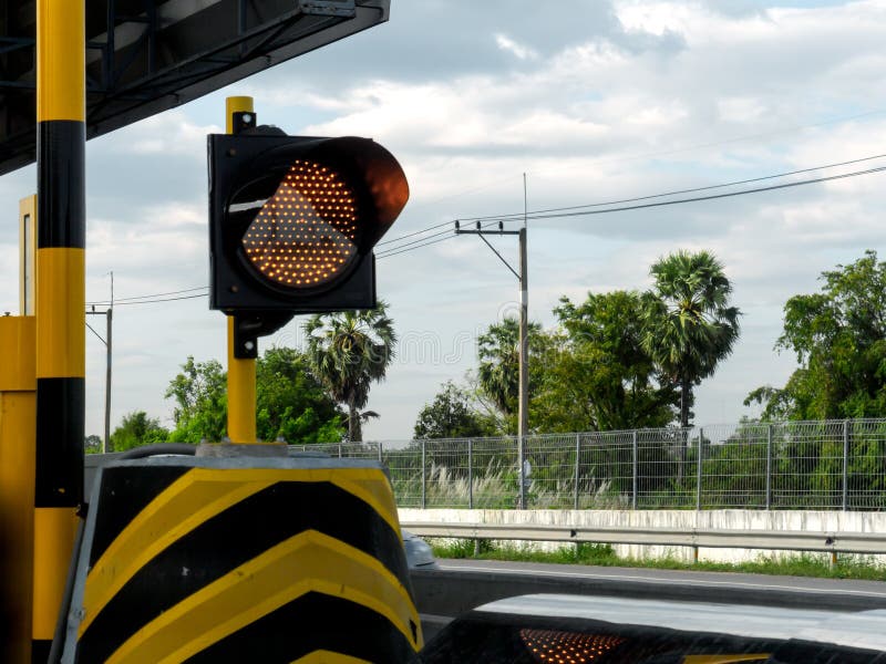 Yellow Traffic Light with Red Sigh Flashing Stock Image - Image of exit ...