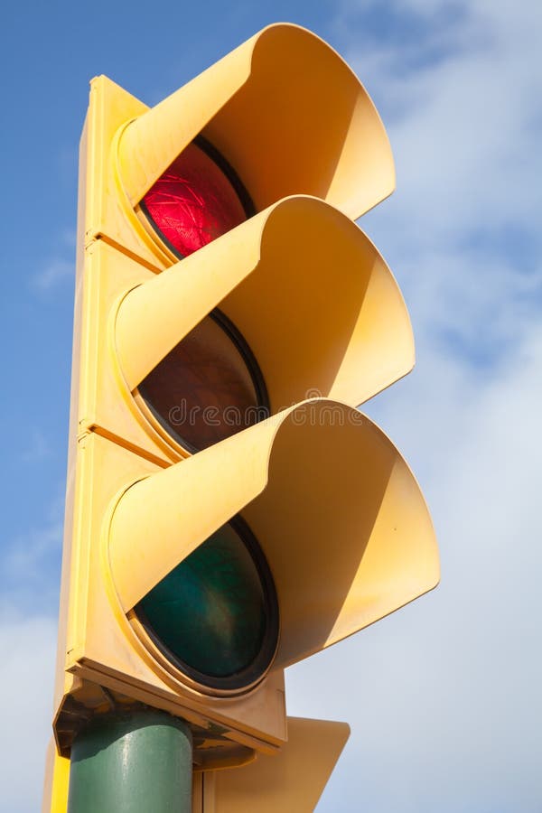Yellow Traffic Light Shows Red Signal Stock Image - Image of sign ...