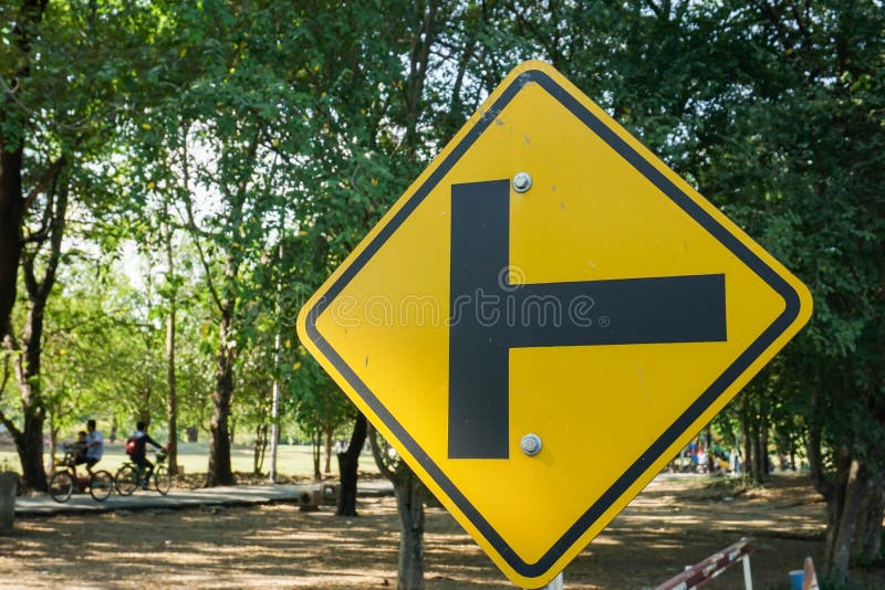 Yellow junction sign stock photo. Image of parking, crossing - 20193118