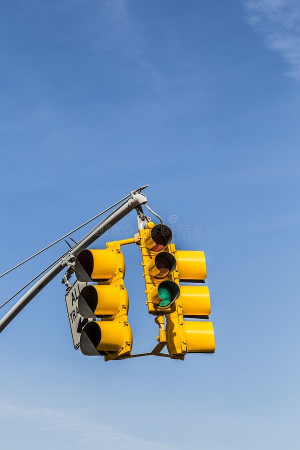 Red Traffic Lights with One Way Sign in the USA Stock Image - Image of ...