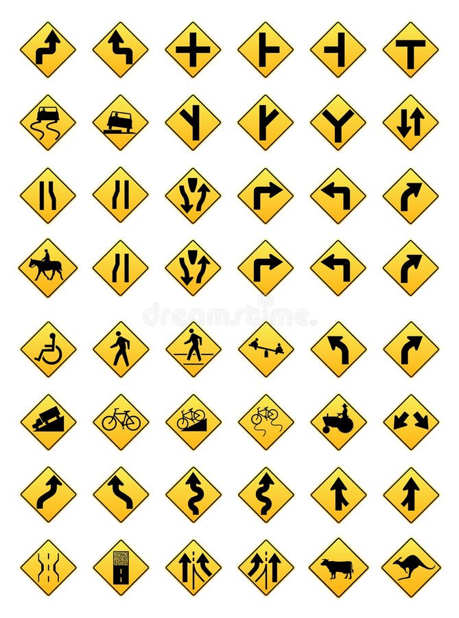All Yellow Traffic Signs