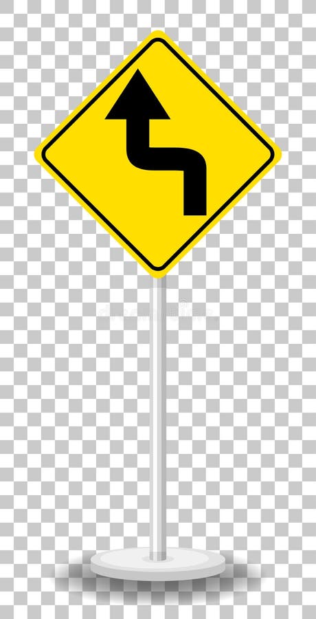 Yellow Traffic Warning Sign on Transparent Background Stock Vector ...