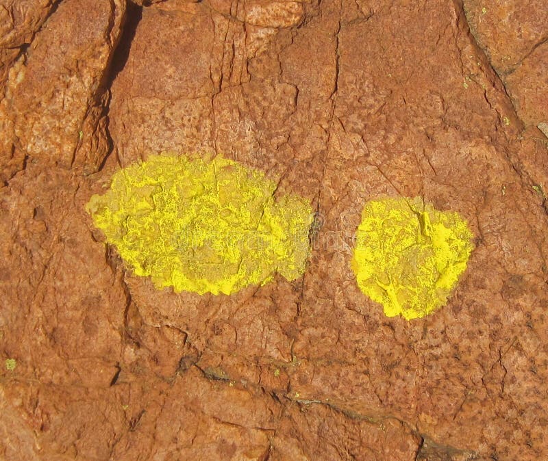 YELLOW TRAIL MARKER stock image. Image of footprint, trail - 91598829