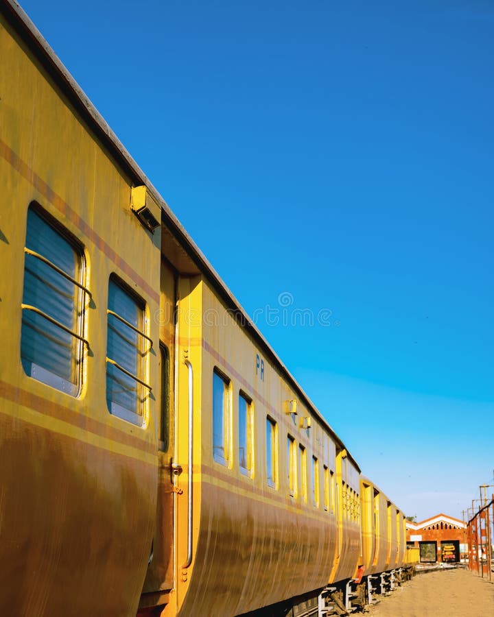 Yellow Train on Pakistan Railways Stock Photo - Image of railroad ...