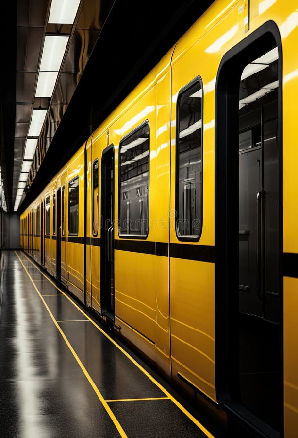 Yellow Train on Railway in the Style of Layered Textural Surfaces ...
