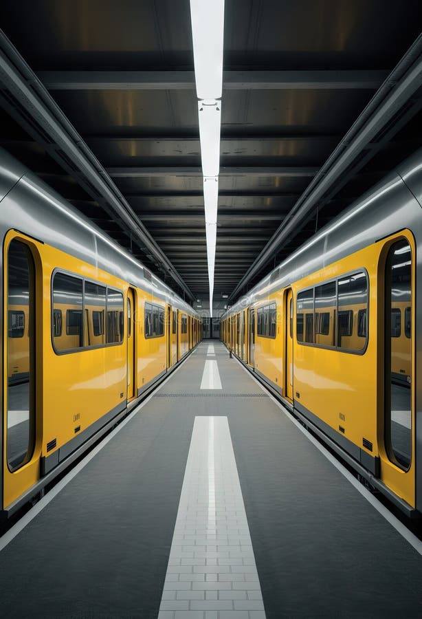 Yellow Train on Railway in the Style of Layered Textural Surfaces ...