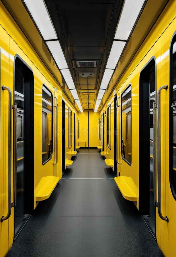Yellow Train on Railway in the Style of Layered Textural Surfaces ...
