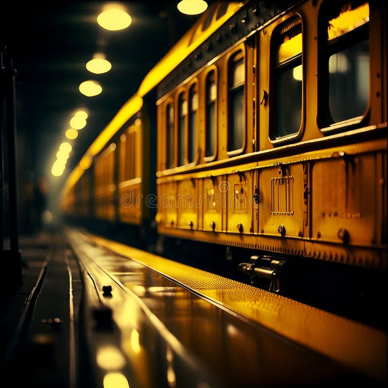 Yellow Train at the Station, Generative.ai Stock Illustration ...