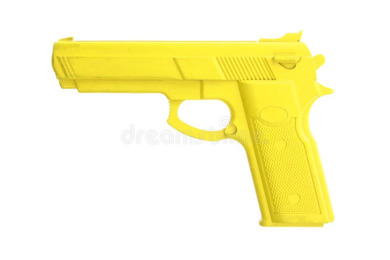 Yellow Training Gun Isolated on White Stock Photo - Image of cocked ...