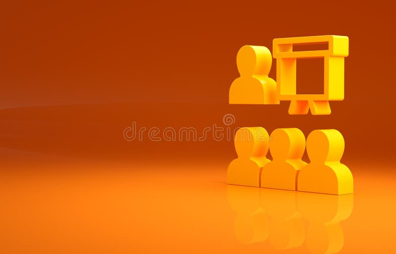 Yellow Training, Presentation Icon Isolated on Orange Background ...