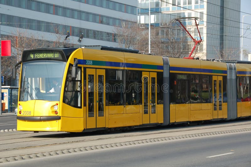 Yellow tram stock photo. Image of combino, stop, city - 2157126