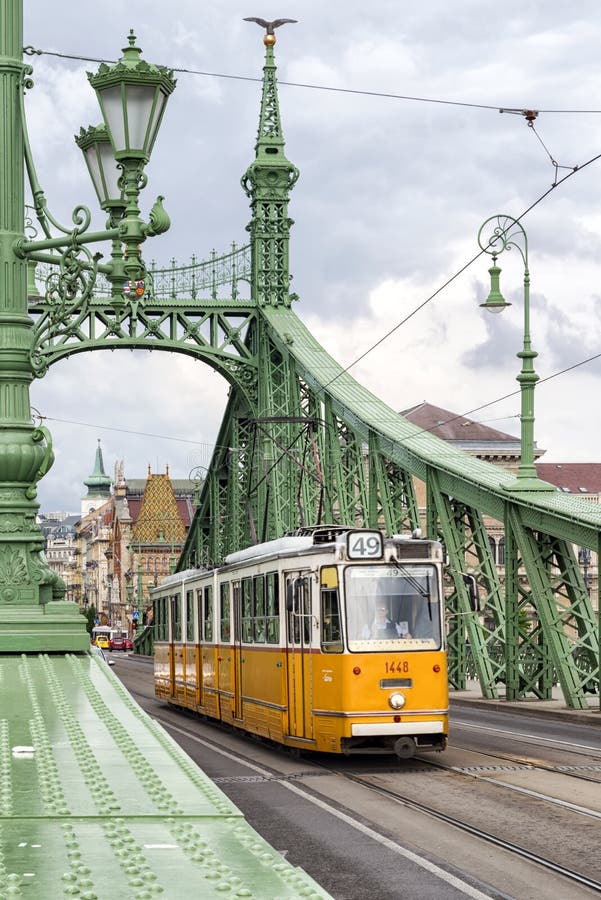 Yellow Tram in Budapest, Hungary Editorial Stock Photo - Image of tram ...