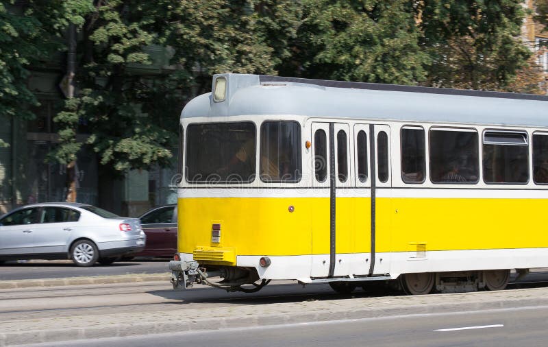 Yellow Tram stock photo. Image of street, travel, traffic - 37101318