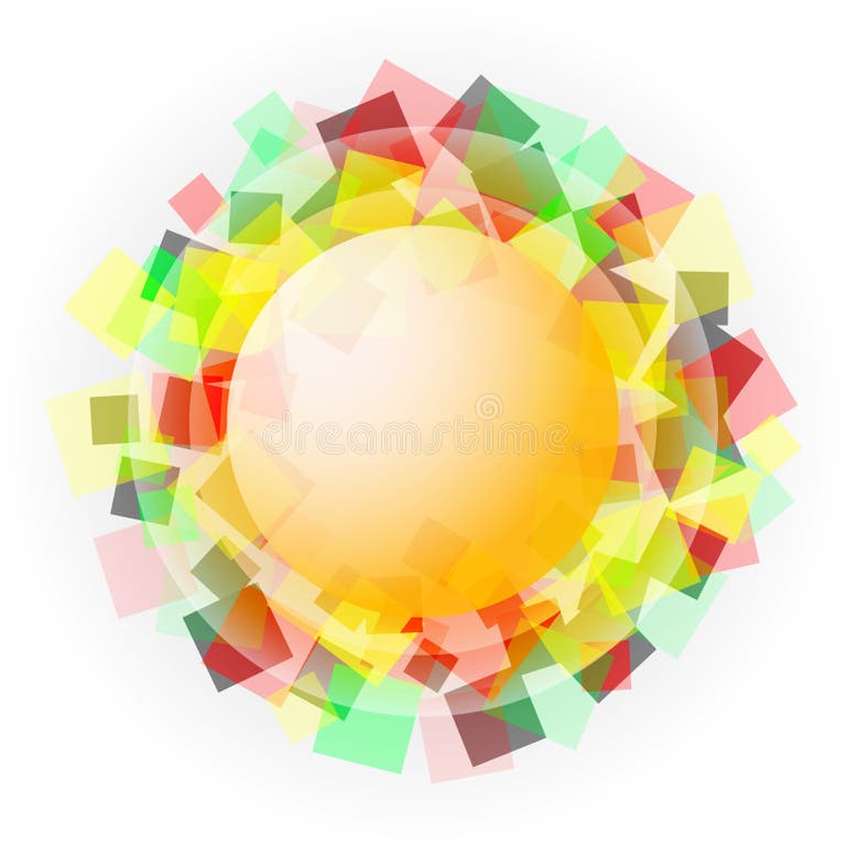 Yellow Translucent Sphere with Colored Squares Stock Vector ...