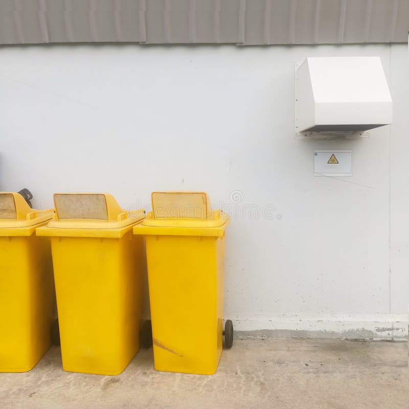Yellow trash can stock photo. Image of yellow, reuse - 265397736