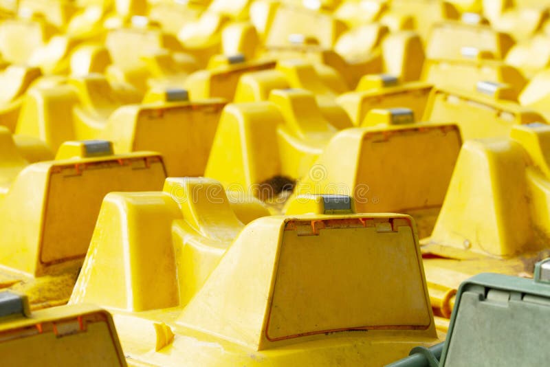 Yellow Trash Cans or Garbage Bins Stock Image - Image of garbage ...