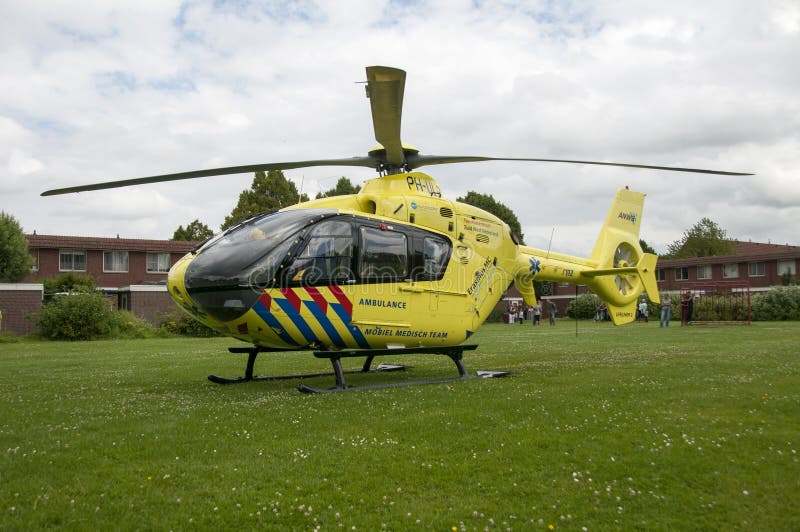 Yellow Trauma Helicopter in Holland Editorial Photo - Image of army ...