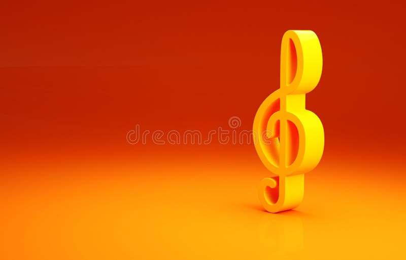 Orange Treble Clef Icon Isolated on Purple Background. Minimalism ...