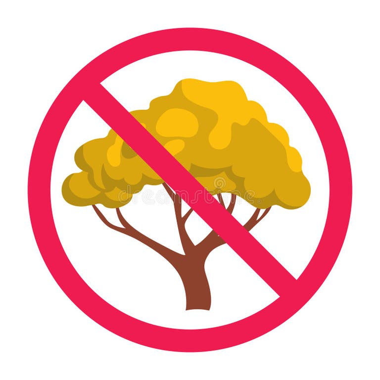 Yellow Tree Prohibition Sign, Forbidden Tree Icon Stock Vector ...