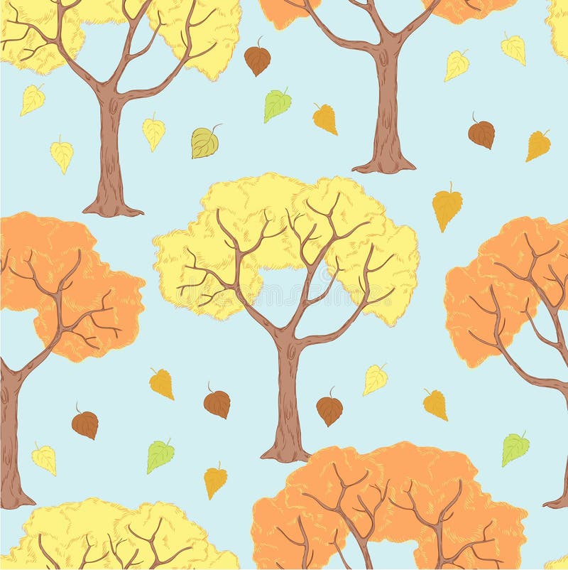 Yellow trees stock vector. Illustration of autumn, pattern - 34416398