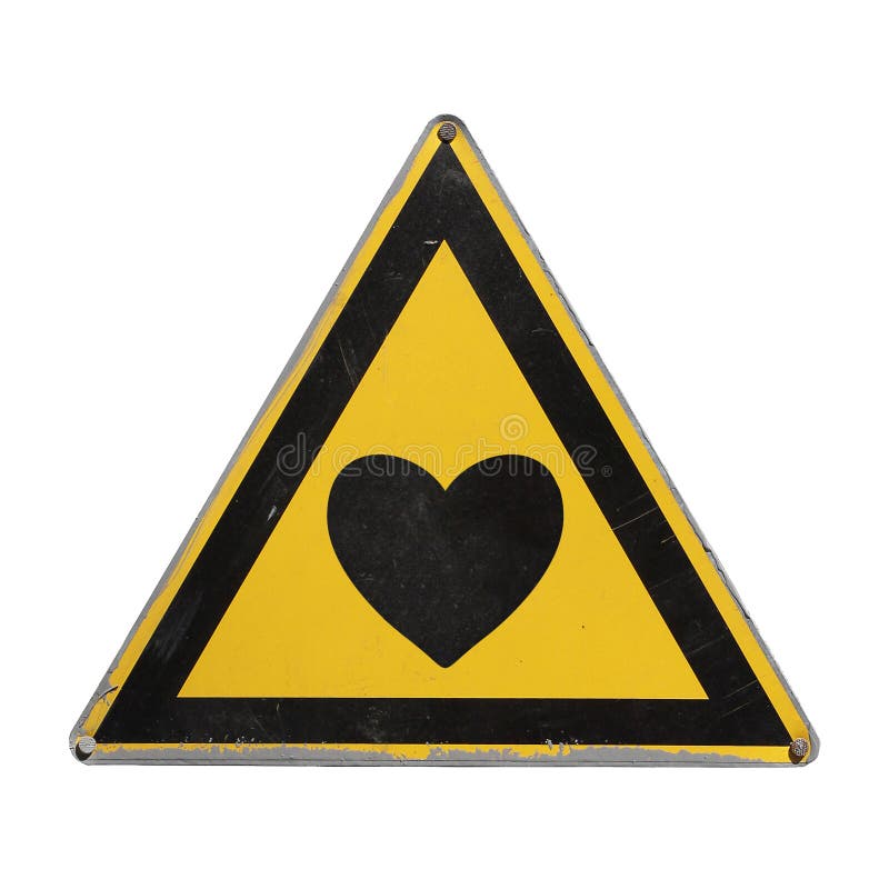 Yellow Triangle. Attention Love! Caution Love. Heart. Stock Photo ...