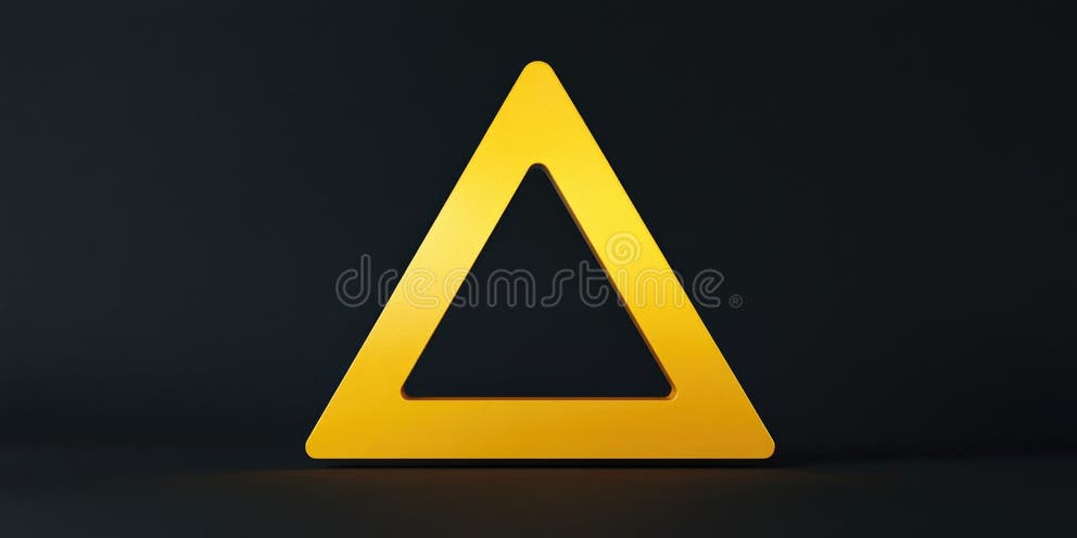 Yellow Triangle on Black Background Stock Photo - Image of notification ...