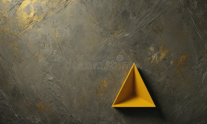 A Yellow Triangle is on a Grey Surface. Stock Illustration ...