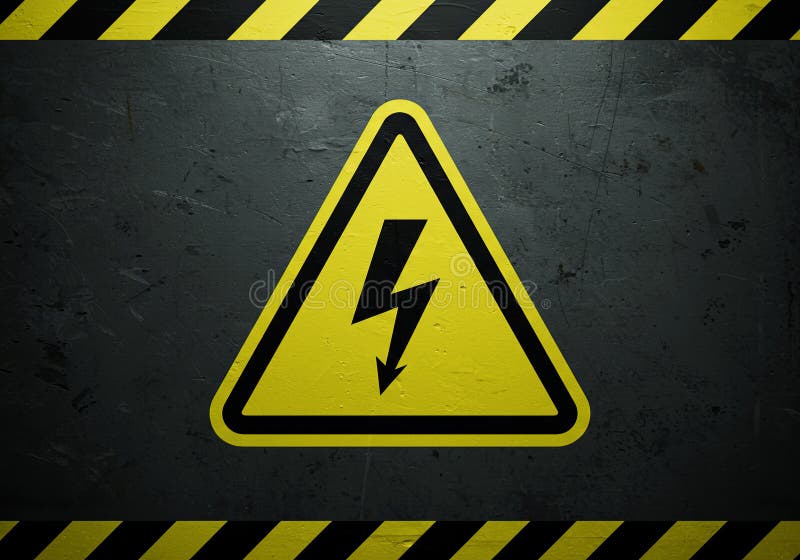 Electric Danger Sign with Triangle and Lightning Bolt Graphic Stock ...