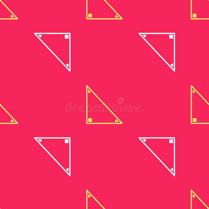 Yellow Triangle Math Icon Isolated Seamless Pattern on Red Background ...