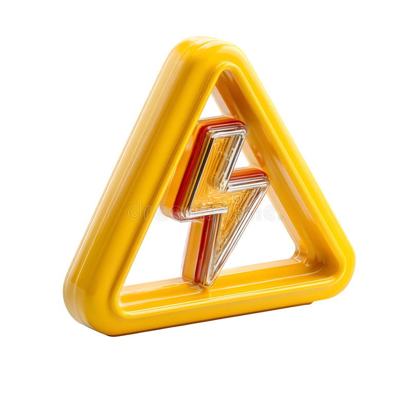 A Yellow Triangle Sign with a Lightning Bolt Inside on a White Surface ...