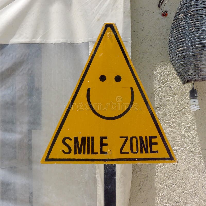 Yellow Triangle Sign, Smile Zone Stock Image - Image of exclaim ...
