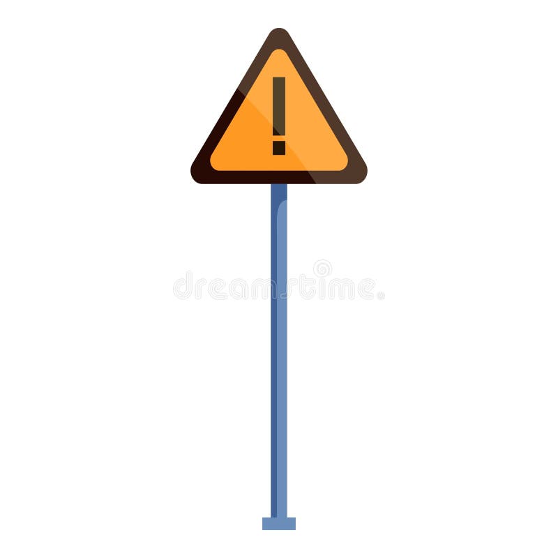 Yellow Triangle Warning Road Sign with Exclamation Mark on a Metal Pole ...